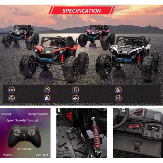 Акумулаторен джип Off Road Buggy 4x4 UTV 24V двуместен с дистанционно ...